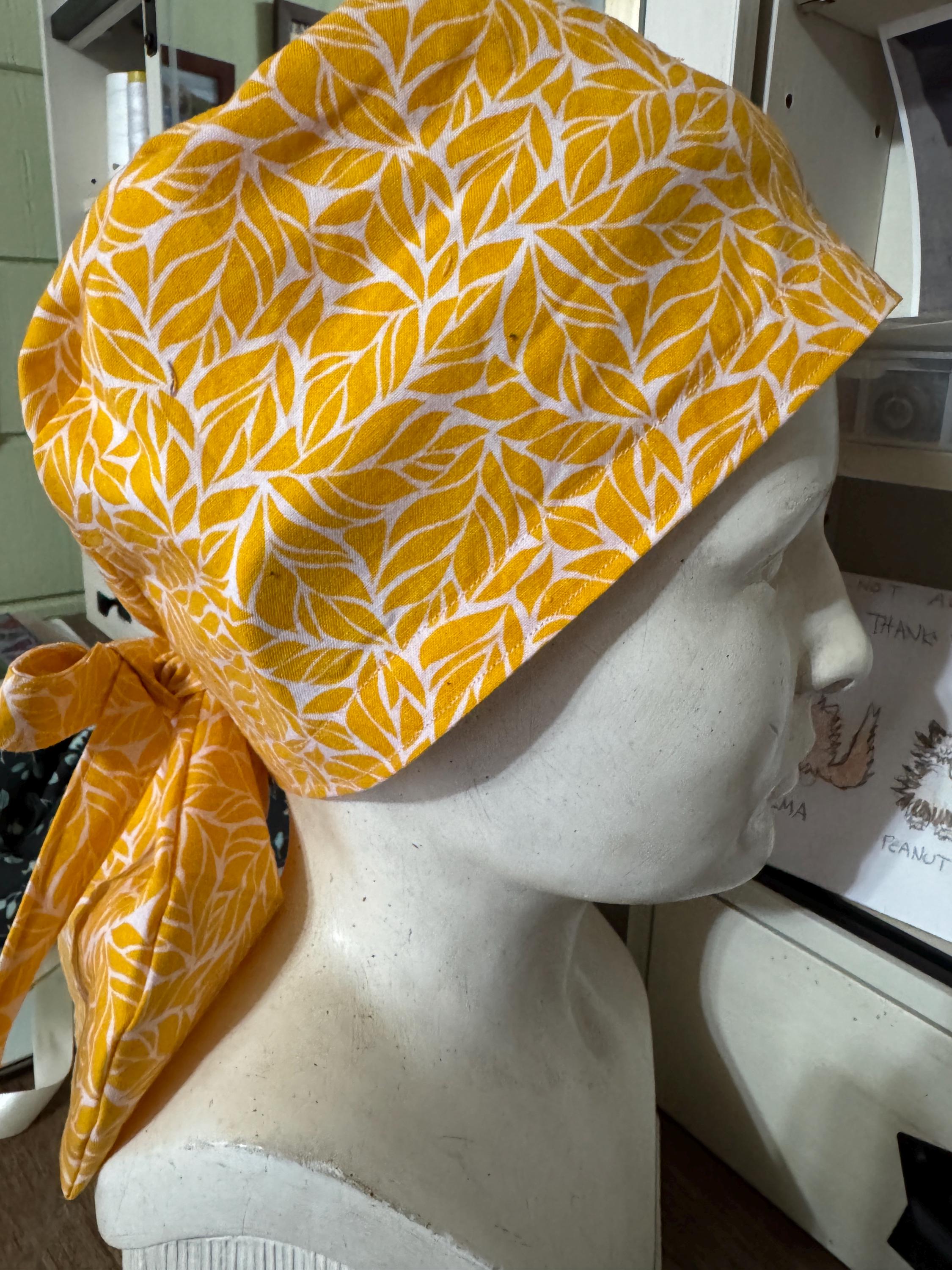 Scrub Cap - Ponytail - Yellow Leaves - Etsy