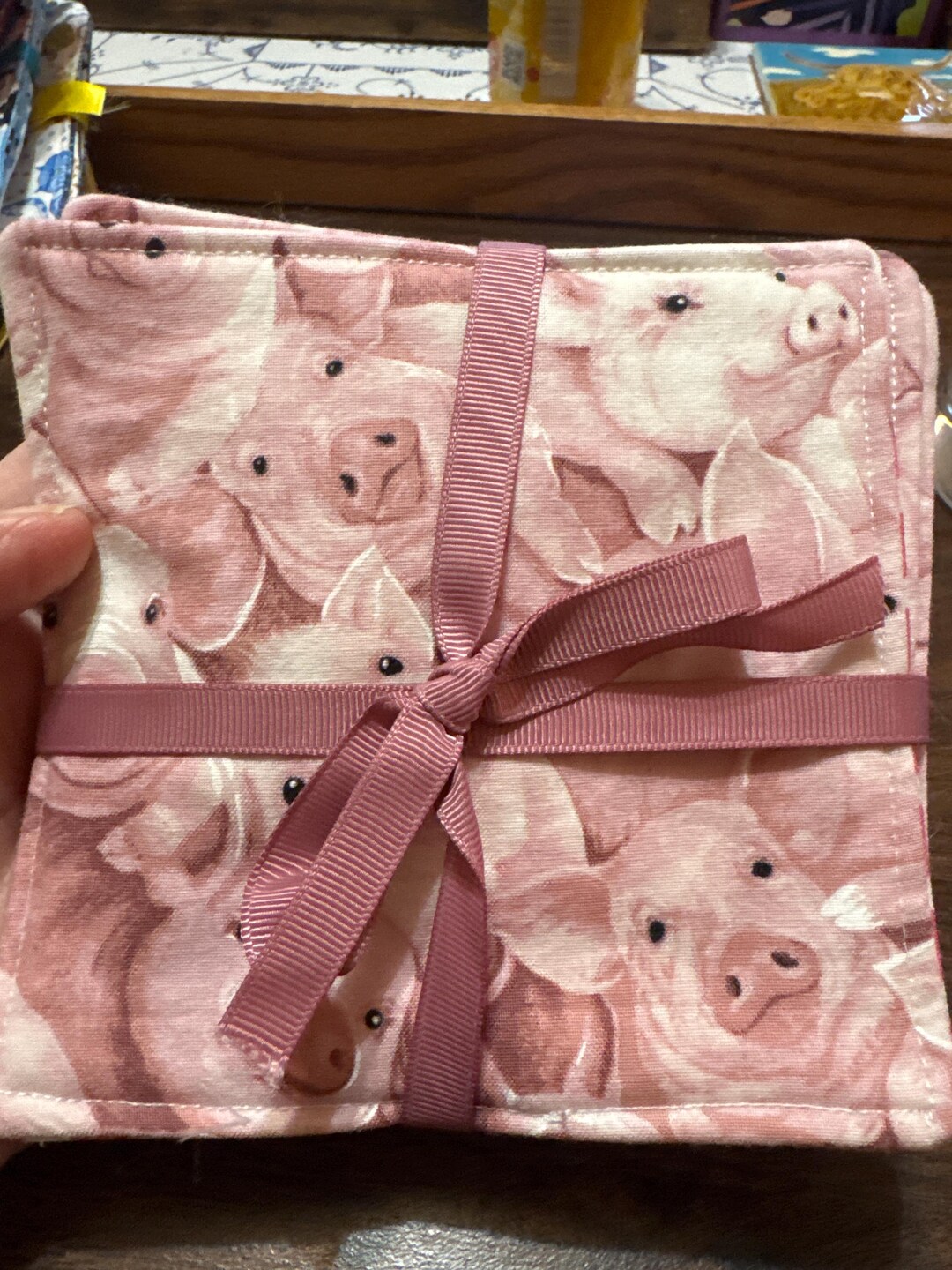 Pig Print Fabric Coasters - Set of Four - Etsy