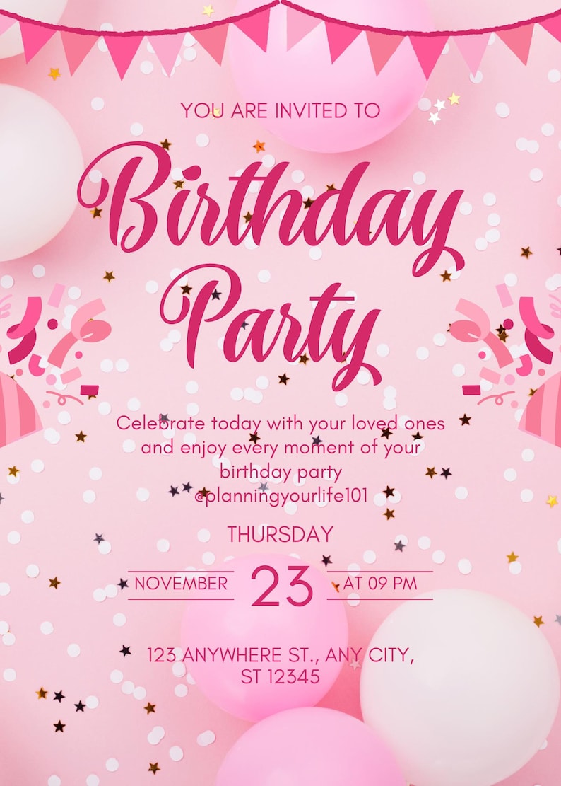 Birthday Party Invitation | Editable Template - Etsy