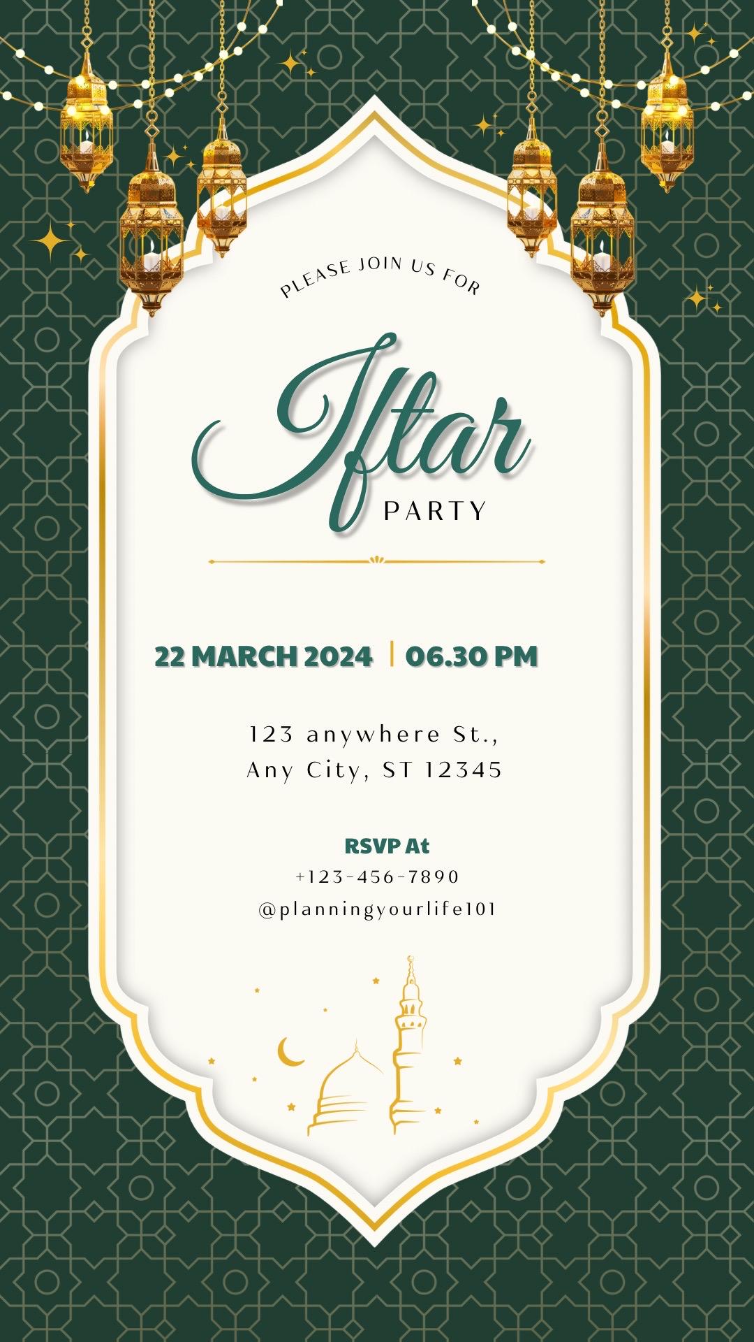 Iftar Party Invitation | Editable Template - Etsy