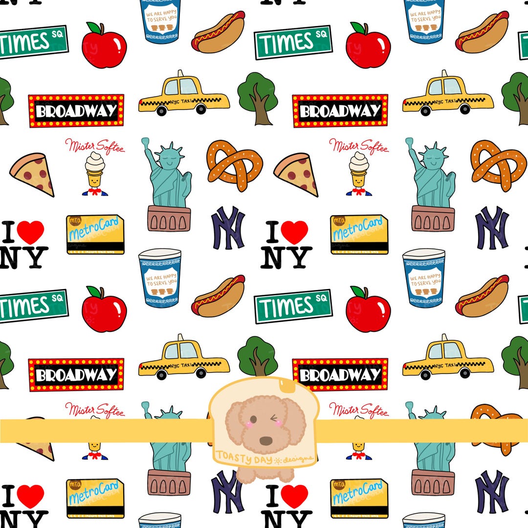 New York City NYC Seamless Pattern | 300dpi PNG | Digital Download for ...
