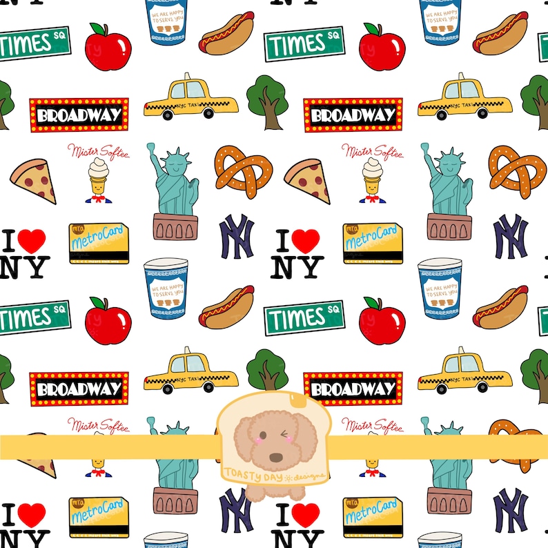 New York City NYC Seamless Pattern | 300dpi PNG | Digital Download for ...