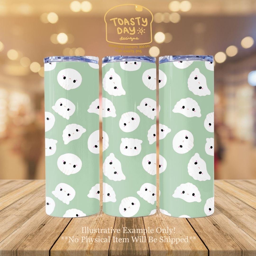 Cute Green Dumpling Tumbler Wrap 300 DPI Seamless File 20oz Skinny ...