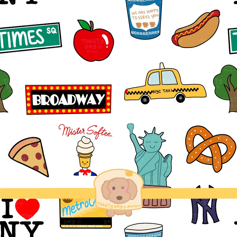New York City NYC Seamless Pattern | 300dpi PNG | Digital Download for ...