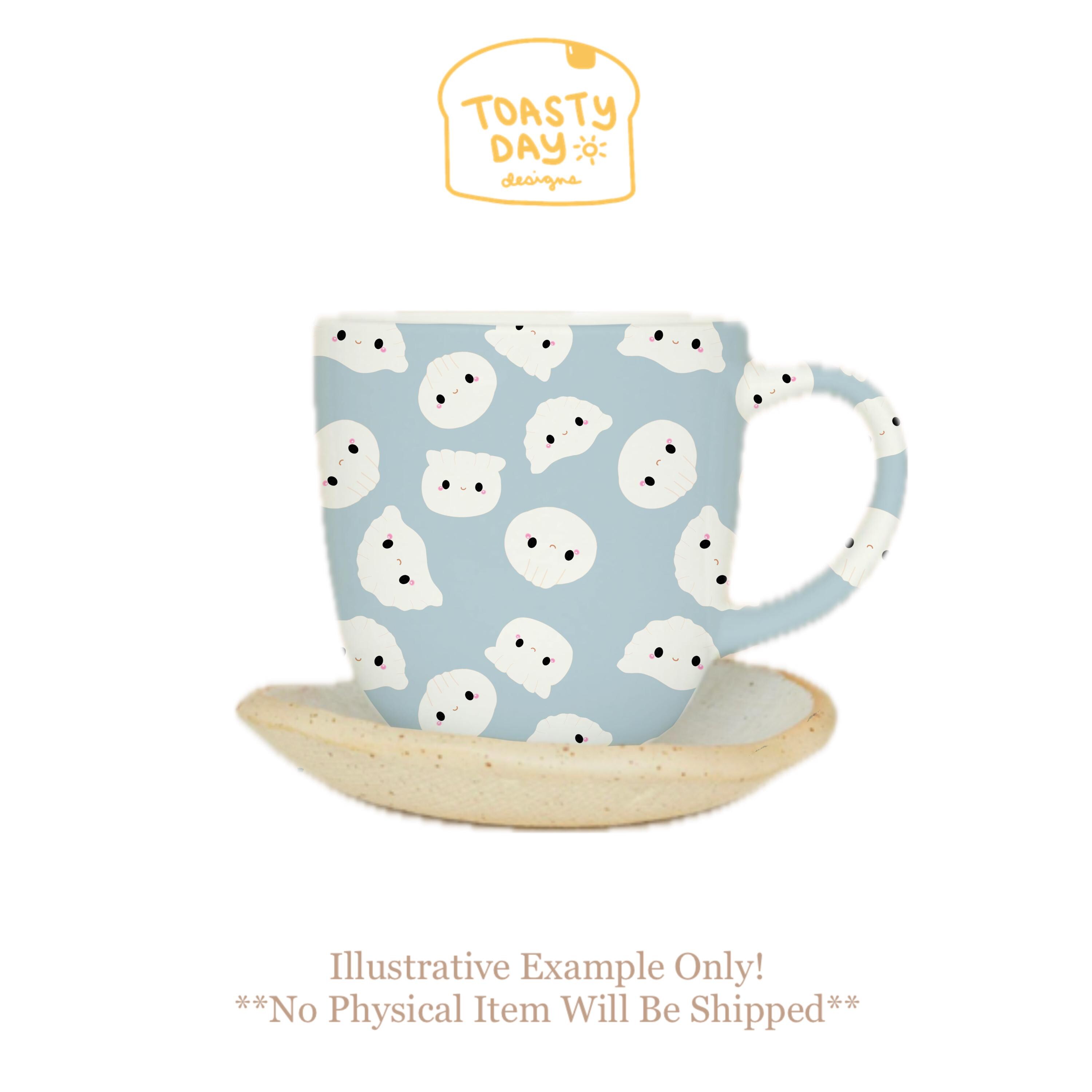 Cute Baby Blue Dumpling Seamless Pattern | Hand Drawn 300 DPI PNG ...