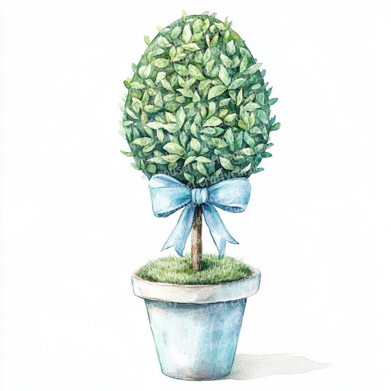 10 Easter Topiary Clipart, Watercolor Clipart, Bunny Topiary Clipart ...