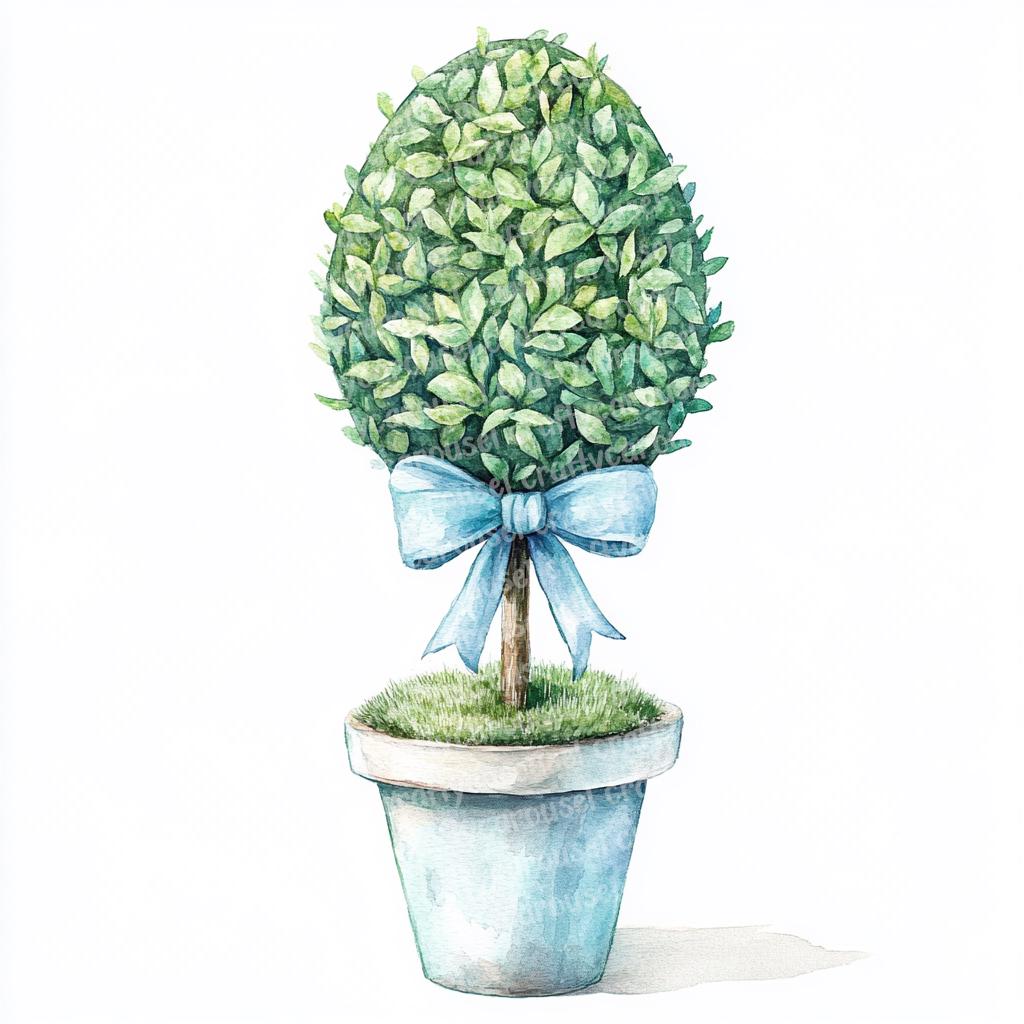 10 Easter Topiary Clipart, Watercolor Clipart, Bunny Topiary Clipart ...