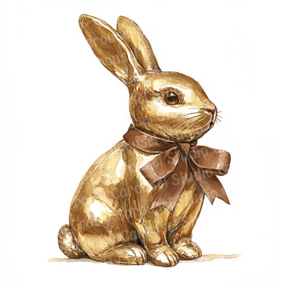 12 Chocolate Bunny Clipart Images, Watercolor Clipart, Bunny Clipart ...