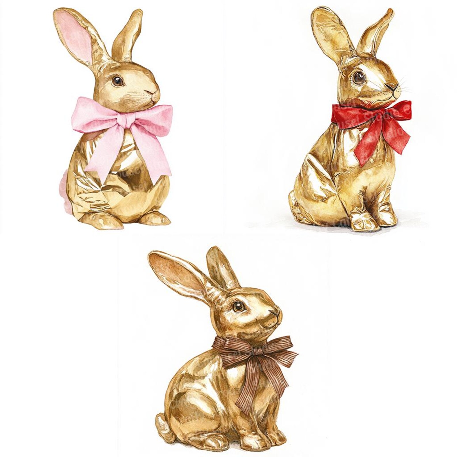 12 Chocolate Bunny Clipart Images, Watercolor Clipart, Bunny Clipart ...