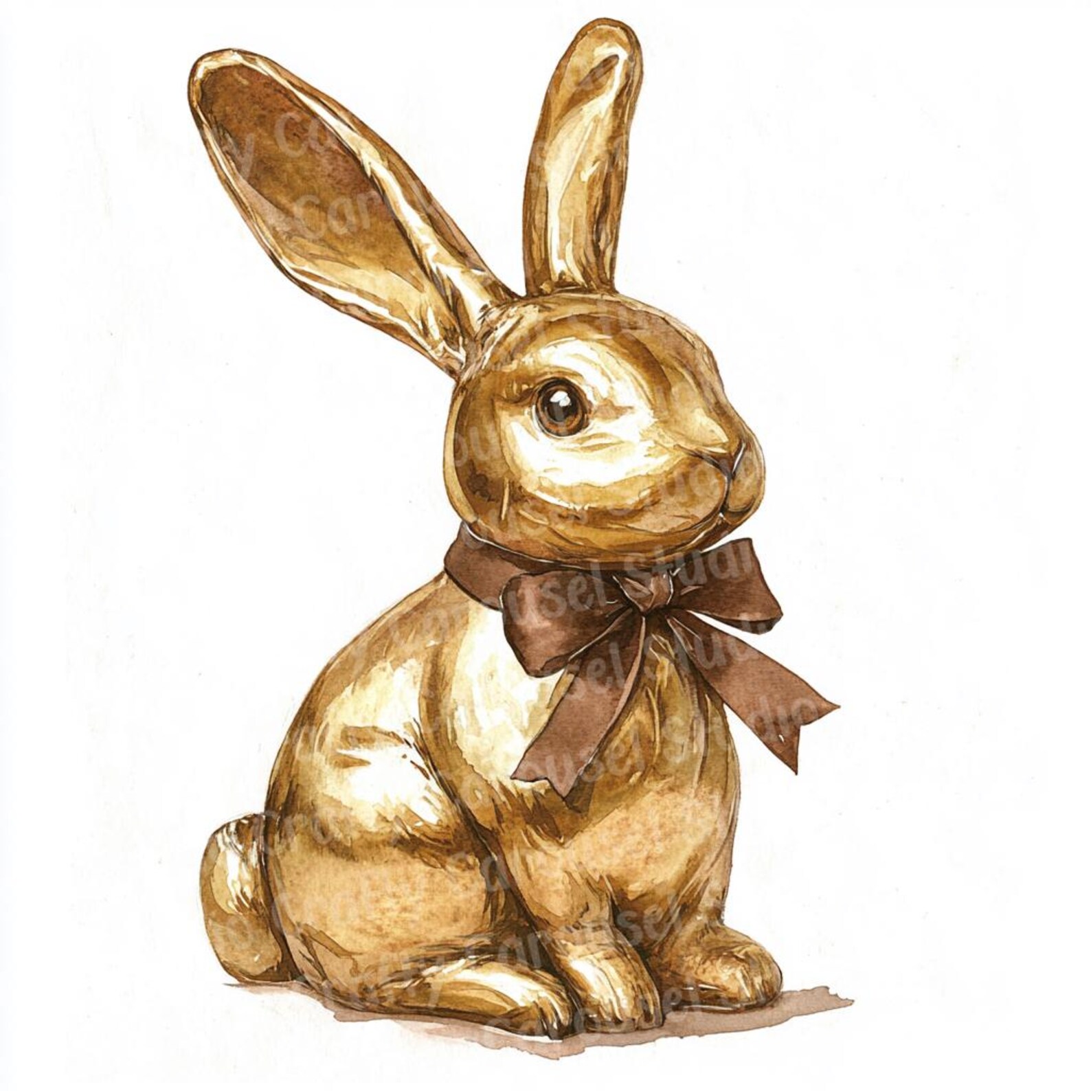 12 Chocolate Bunny Clipart Images, Watercolor Clipart, Bunny Clipart ...