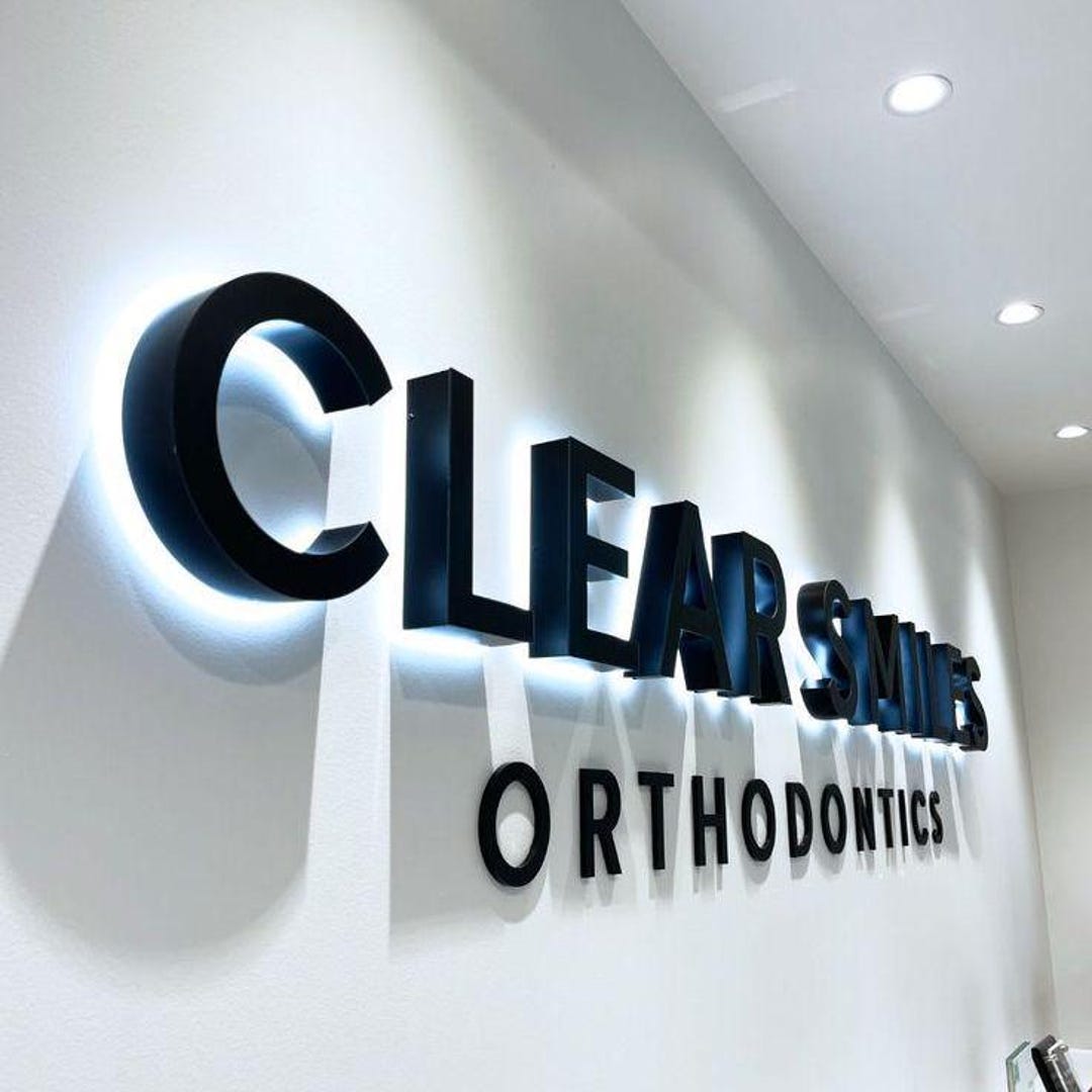 Backlit Business Signs, Dental Clinic Sign, 3D Metal Sign, Illuminated ...