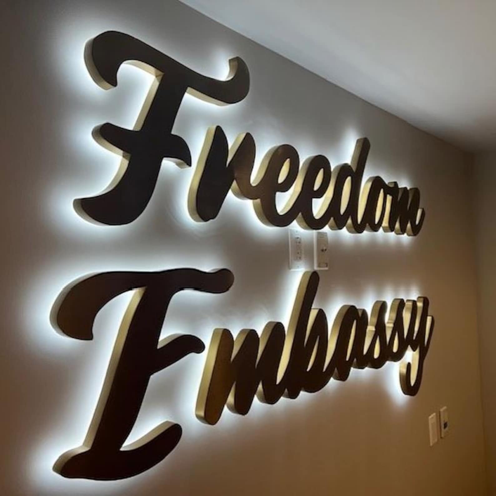 Salon Logo Sign, Small Business Sign, 3D Metal Letters, Backlit Sign ...