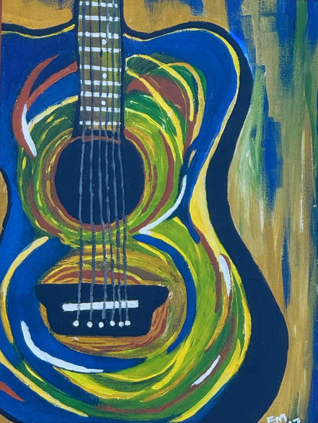 Guitar in Color. Original Acrylic Painting Print. Abstract Art. - Etsy