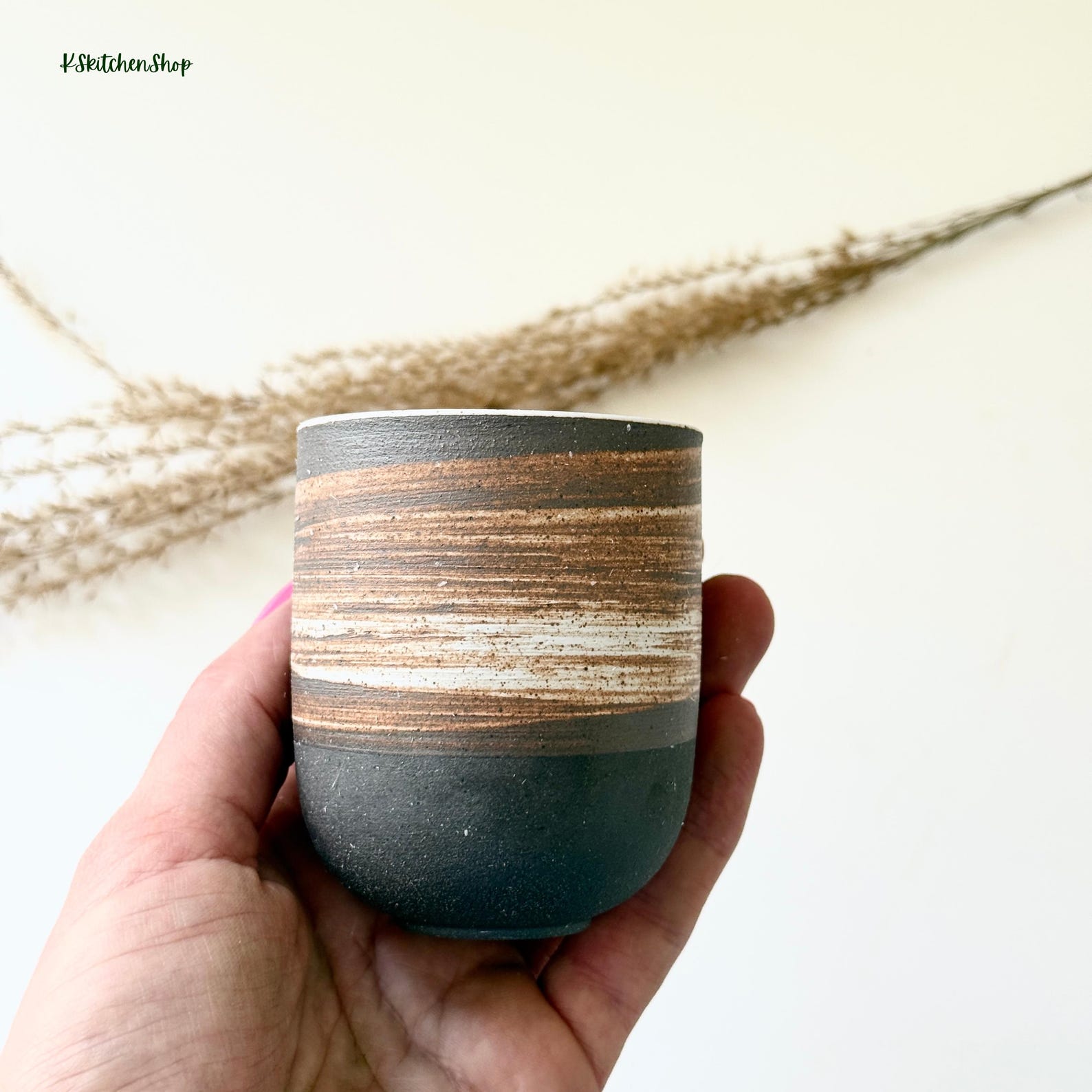 Saturn Brown Japanese Style Tea Cup - Ceramic Stoneware Mugs for Tea & Sake | Wabi-sabi Pottery ...