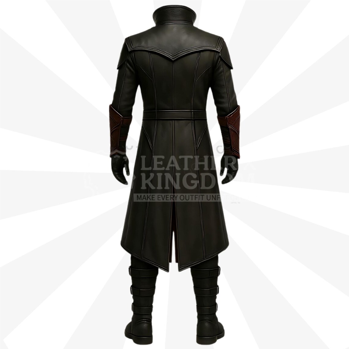 Dreadfang Elite Raider Black & Rust Gothic Leather Overcoat | Brutal ...