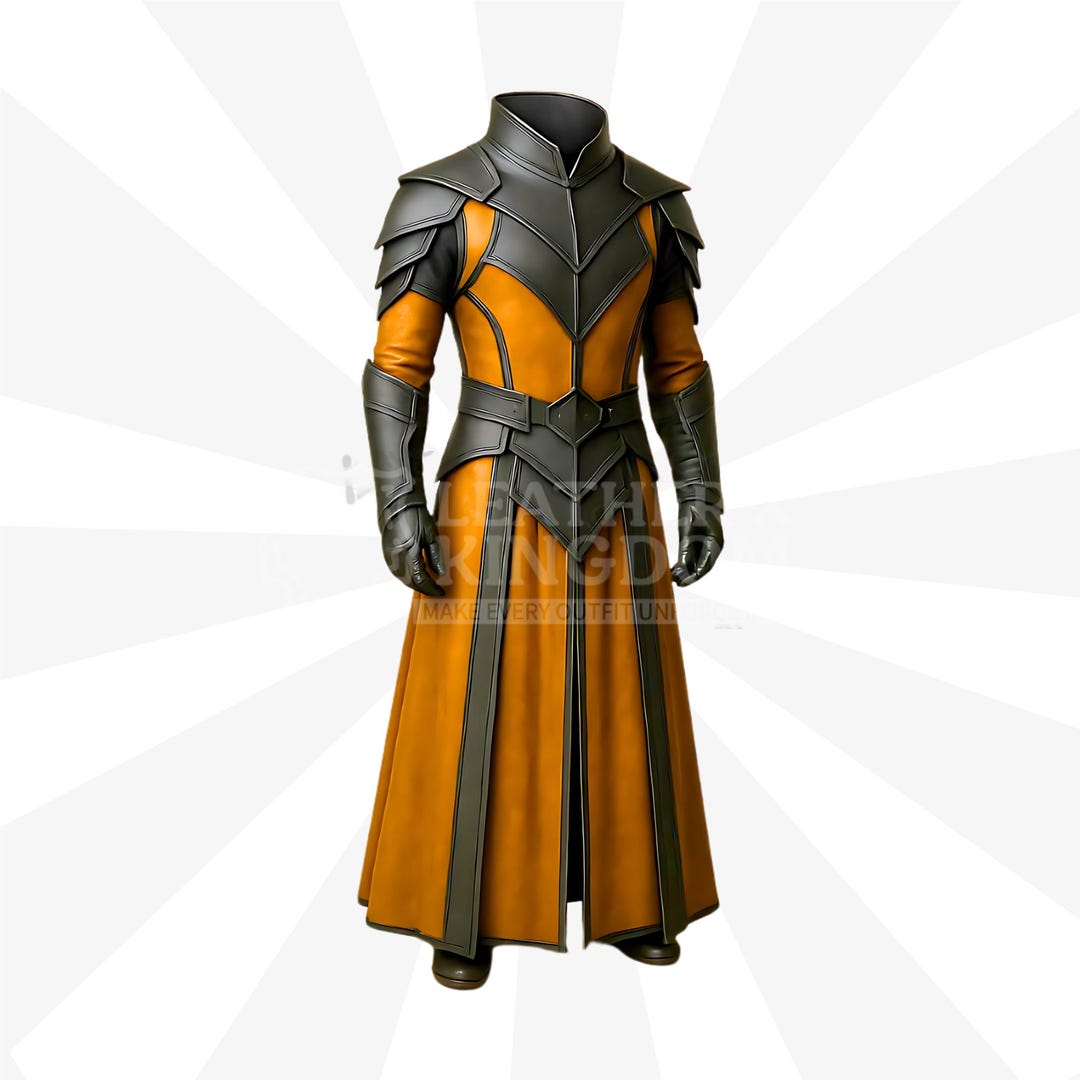 Fearless Commander Leather Trench Rugged Armor Costume | Gold & Grey ...