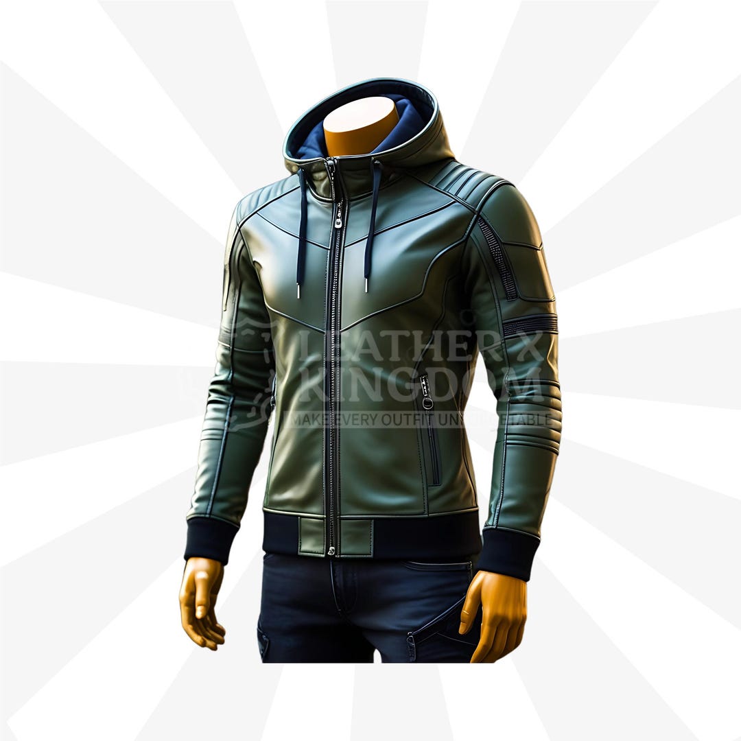 Stealth Cyberpunk Tactical Hooded Leather Moto Jacket | Heavy-duty Dual ...