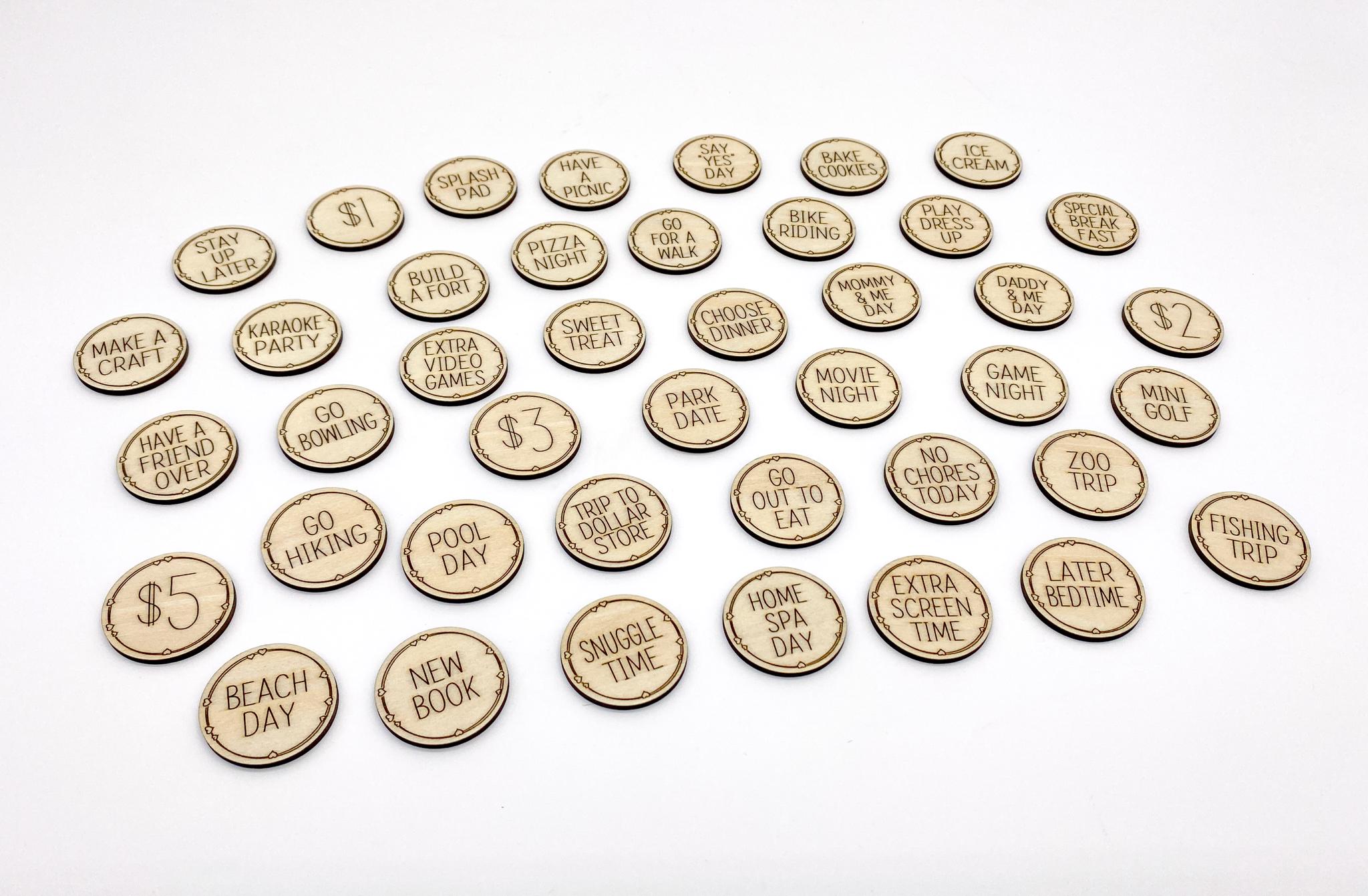 Reward Tokens: Wooden Chore Coins, Candy-free Incentives - Etsy