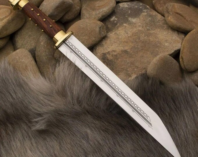 Wikinger Sax Schwert, handgefertigter Dolch mit Scheide Cosplay Schwert ...
