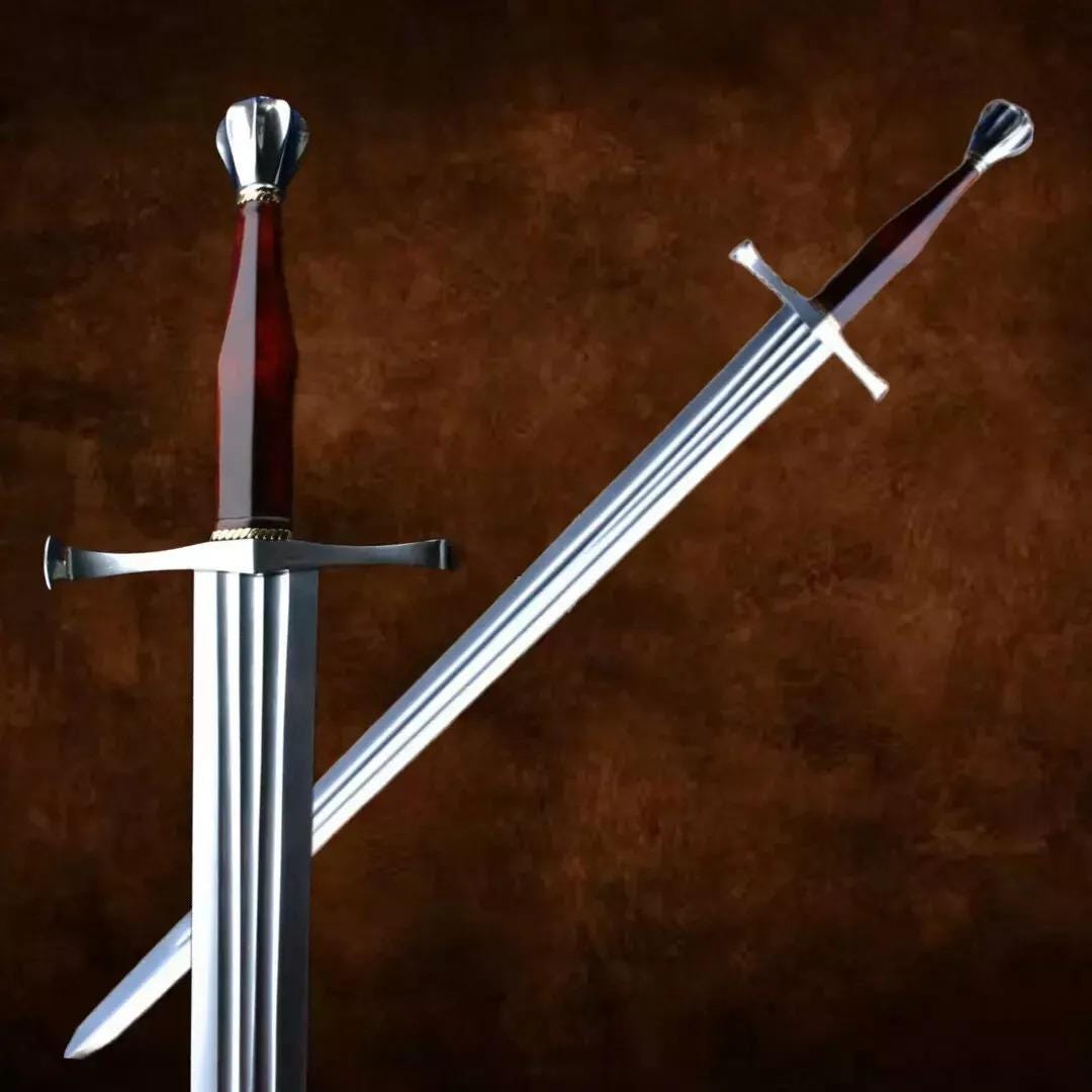 Hand-forged Medieval Longsword, Full Tang Steel Blade, Epoxy Handle ...