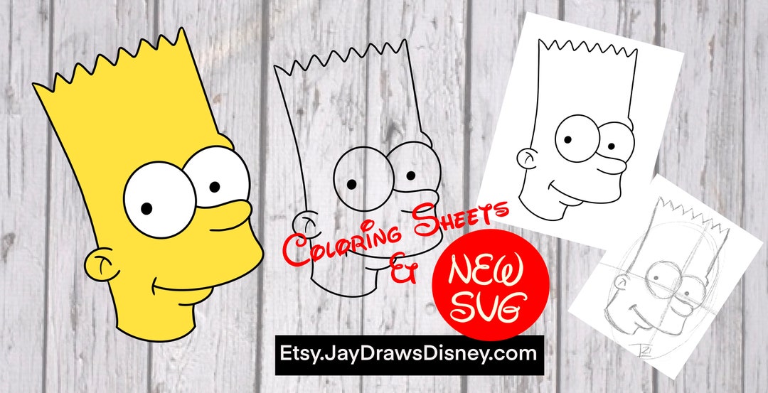 Bart Simpson SVG Cutting Files for Cricut and Coloring Pages and Sheets ...