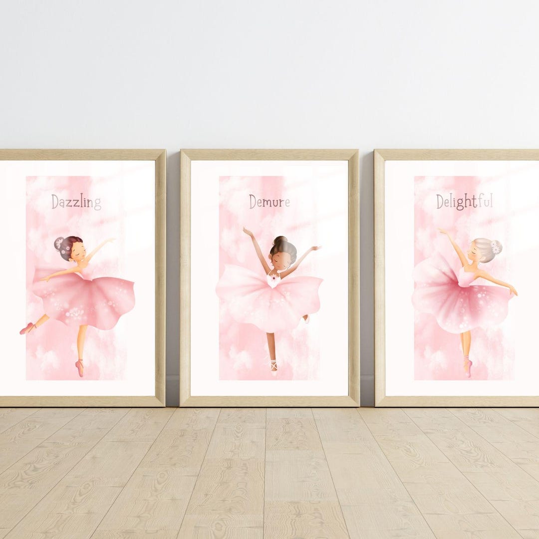 Ballerina Wall Art Set of 3 | Pink Ballet Printable Posters | Girls ...