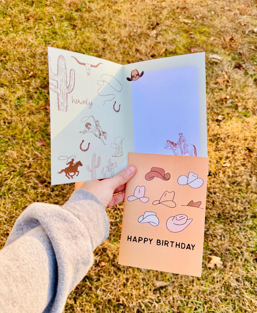 Western Birthday Card – 5x7 Cowboy Hat Theme With Matching Envelope - Etsy