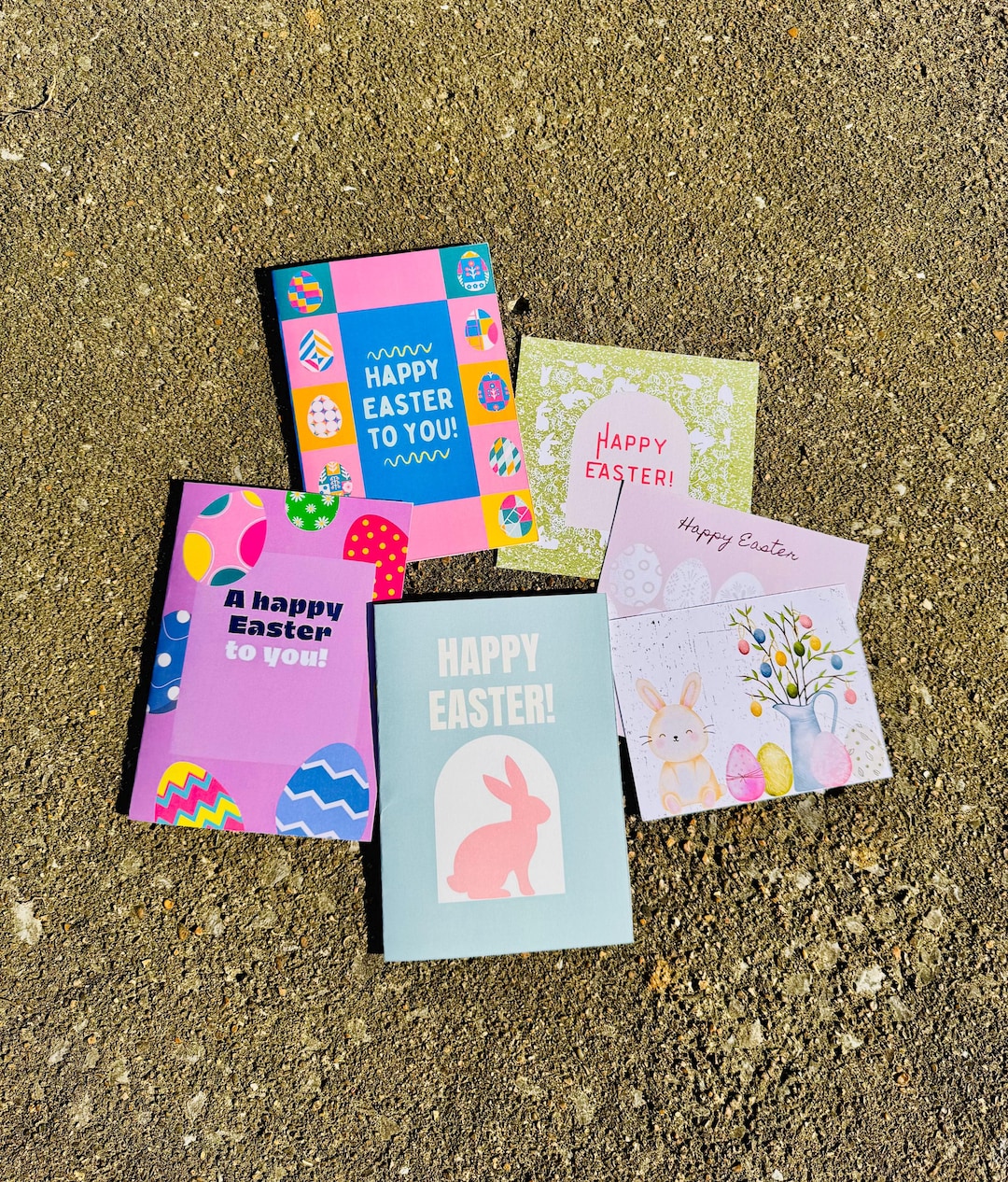 Printable Easter Cards | Digital Download | Cute Easter Bunny & Egg ...