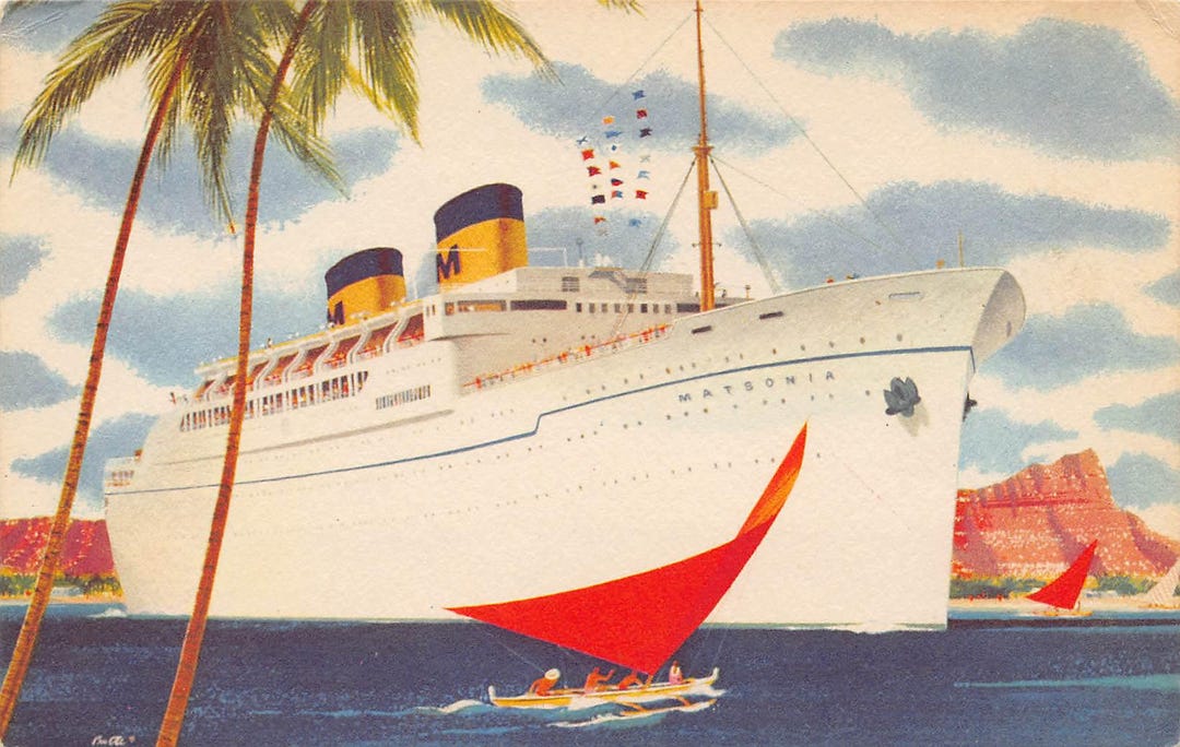 Matsonia Ocean Liner Cruise Ship Matson Lines Hawaii 1950s Postcard - Etsy