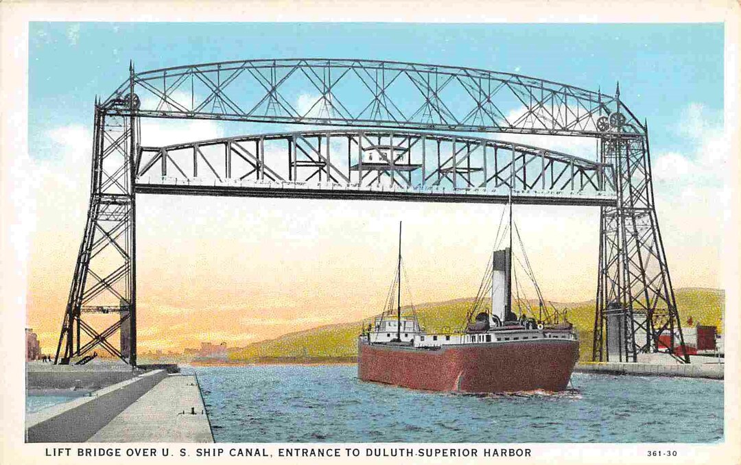 Steamer Lift Bridge Ship Canal Duluth Minnesota 1930s Postcard - Etsy