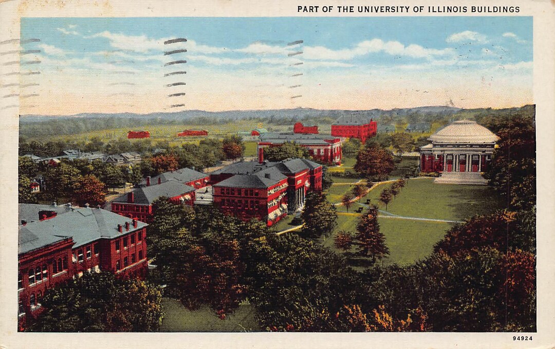 Panorama University of Illinois Champaign Urbana IL 1938 Linen Postcard ...