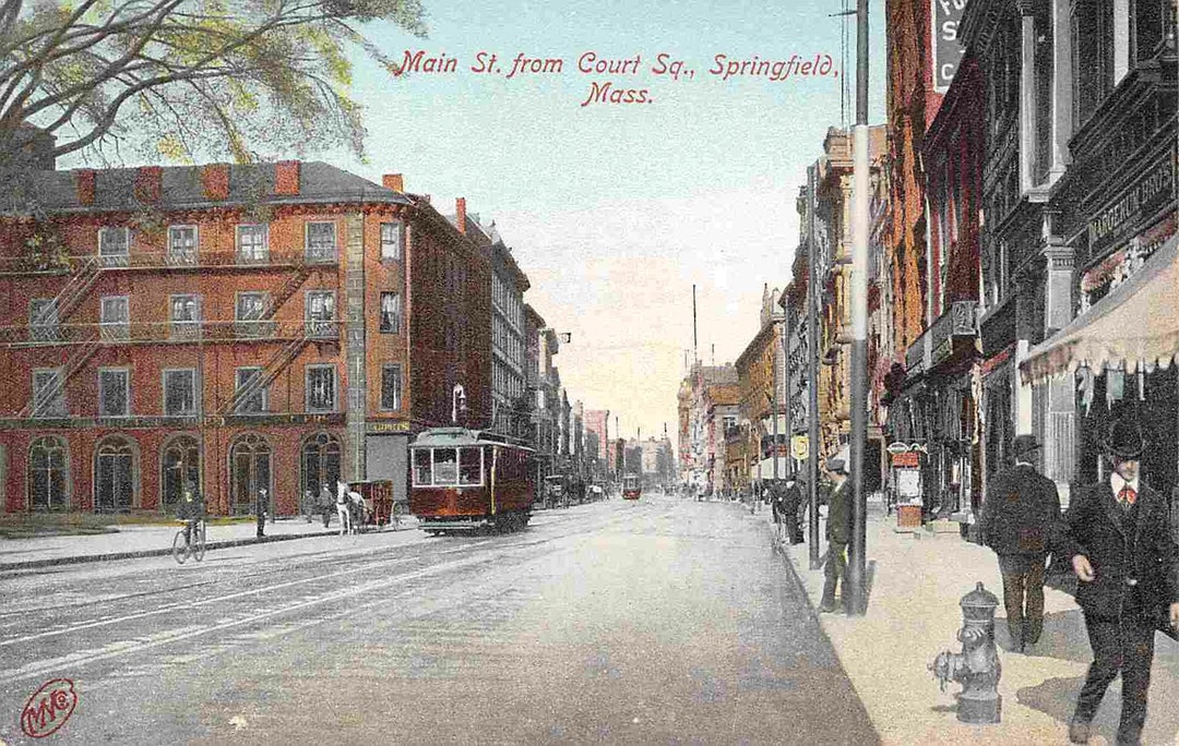 Main Street Streetcar Springfield Massachusetts 1910c Postcard - Etsy