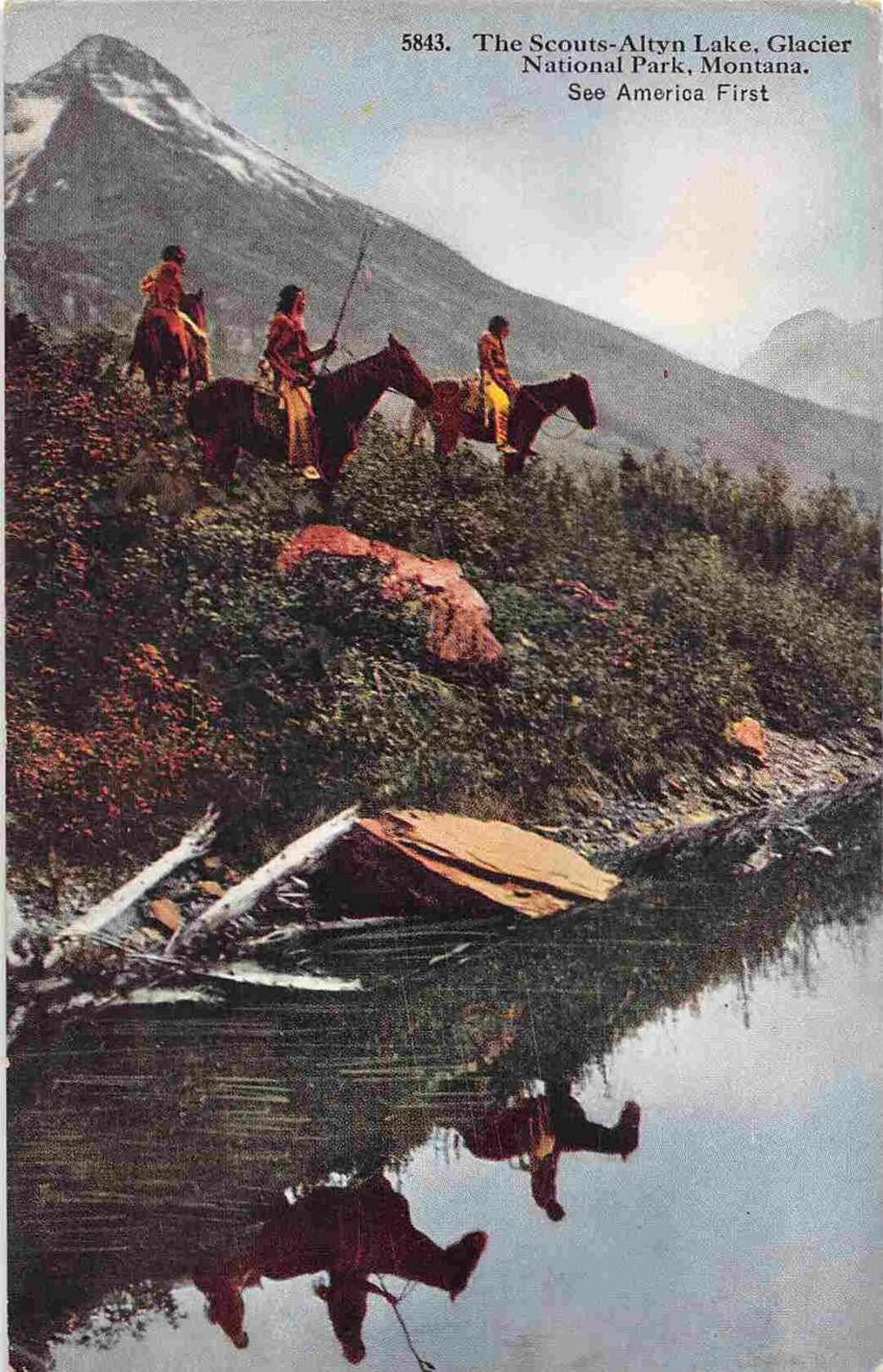 Native American Scouts Altyn Lake Glacier National Park Montana 1910s ...