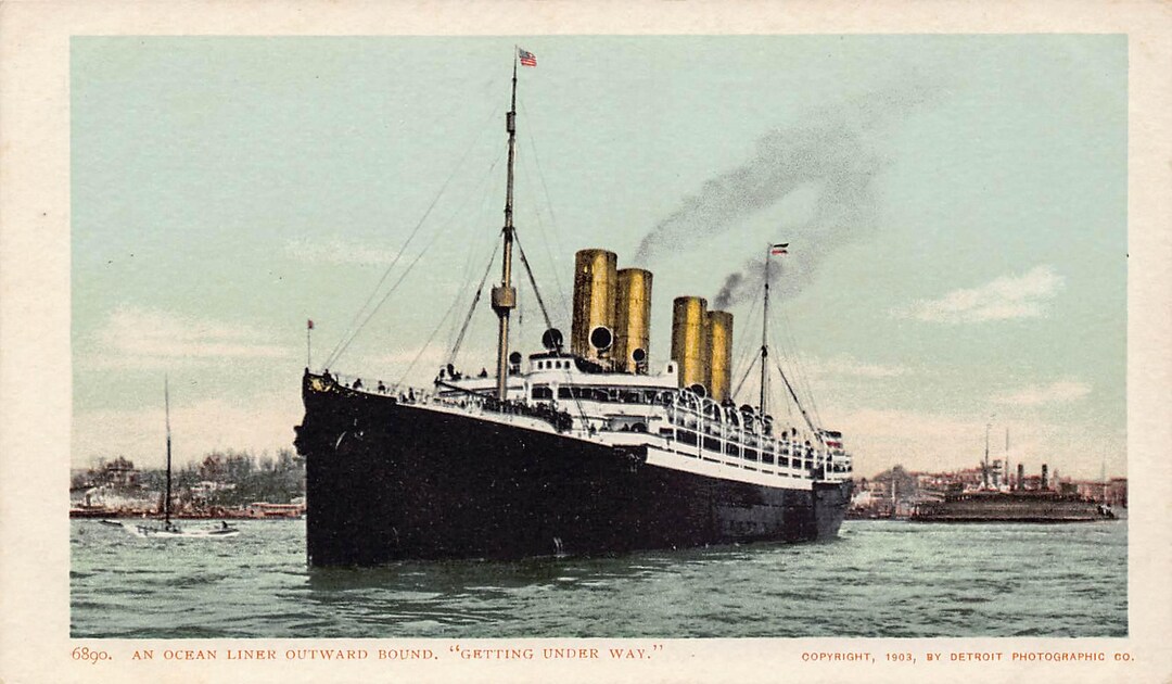 Ocean Liner Steam Ship Steamer Outward Bound 1905c Postcard - Etsy