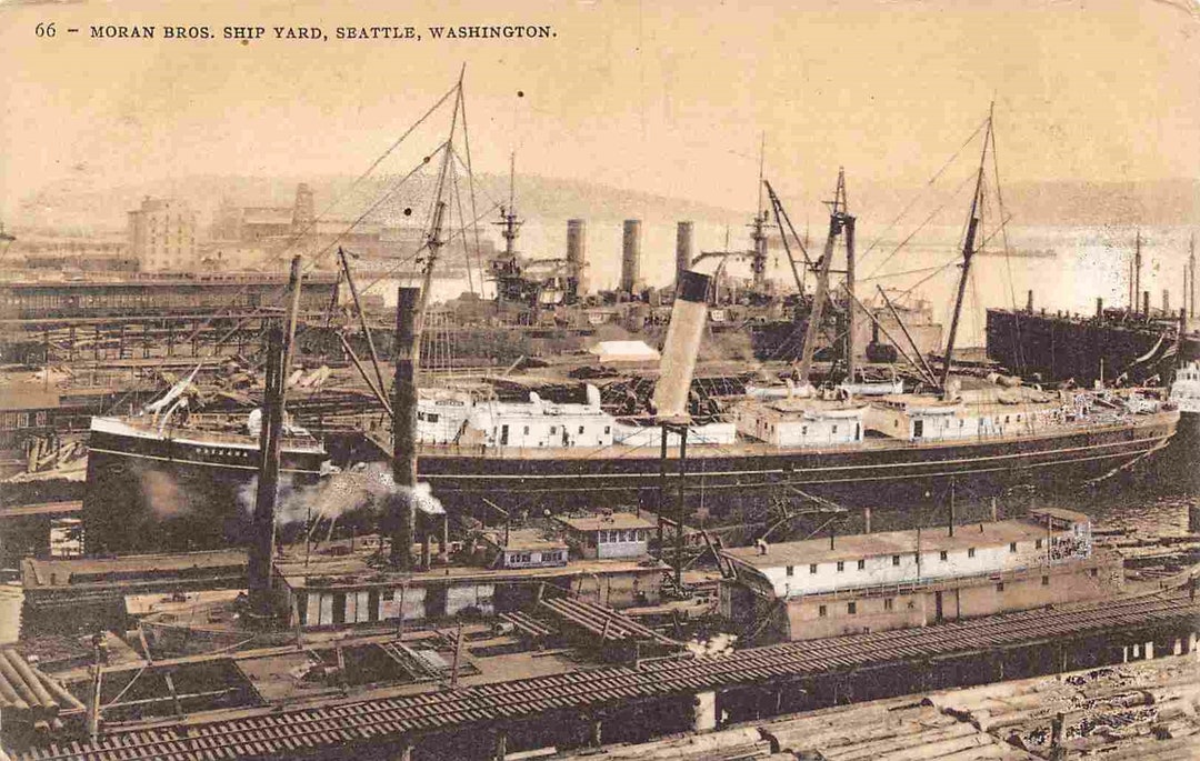 Moran Brothers Ship Yard Steamers Seattle Washington 1910c - Etsy