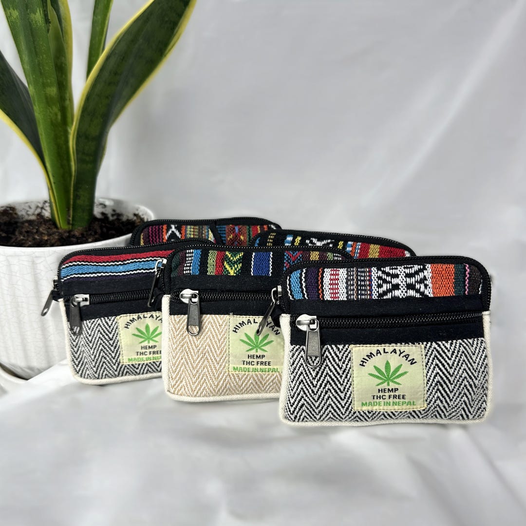 Handmade Hemp Coin Purse: Eco-friendly Zipper Pouch - Boho Style - Etsy