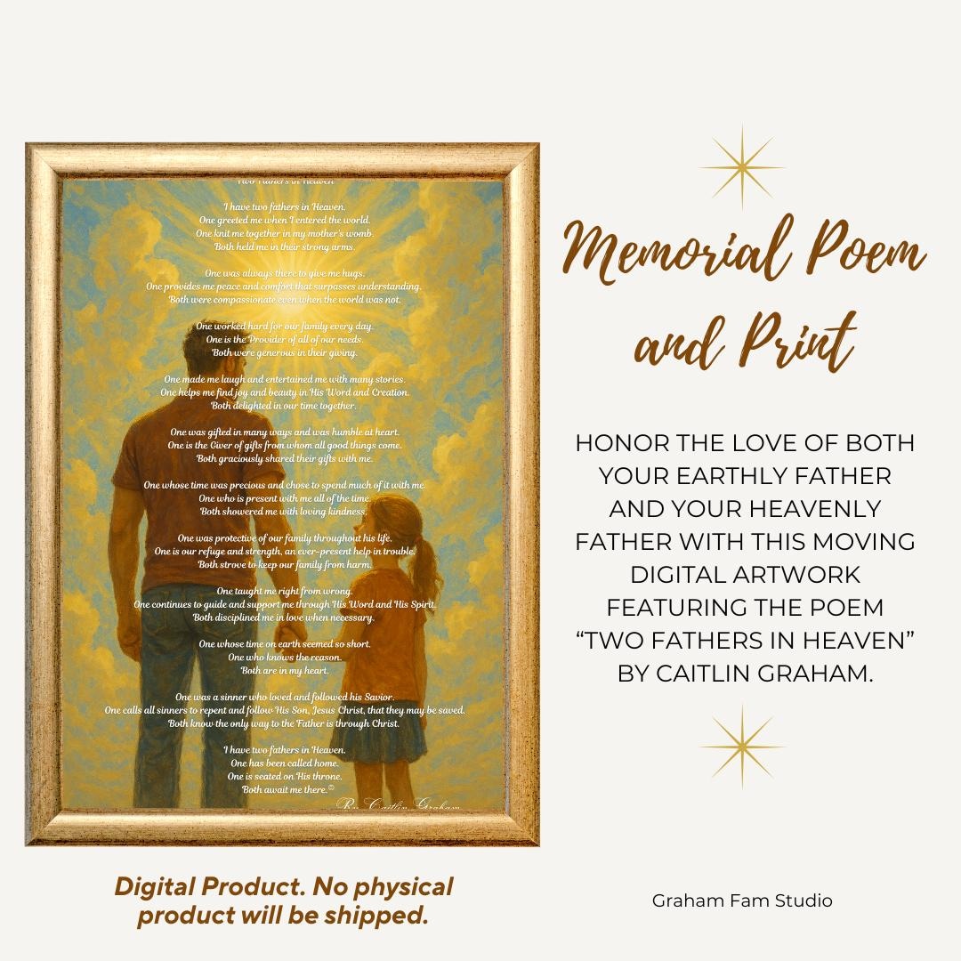 Two Fathers in Heaven Poem, Christian Memorial Art for Dad, Gifted ...