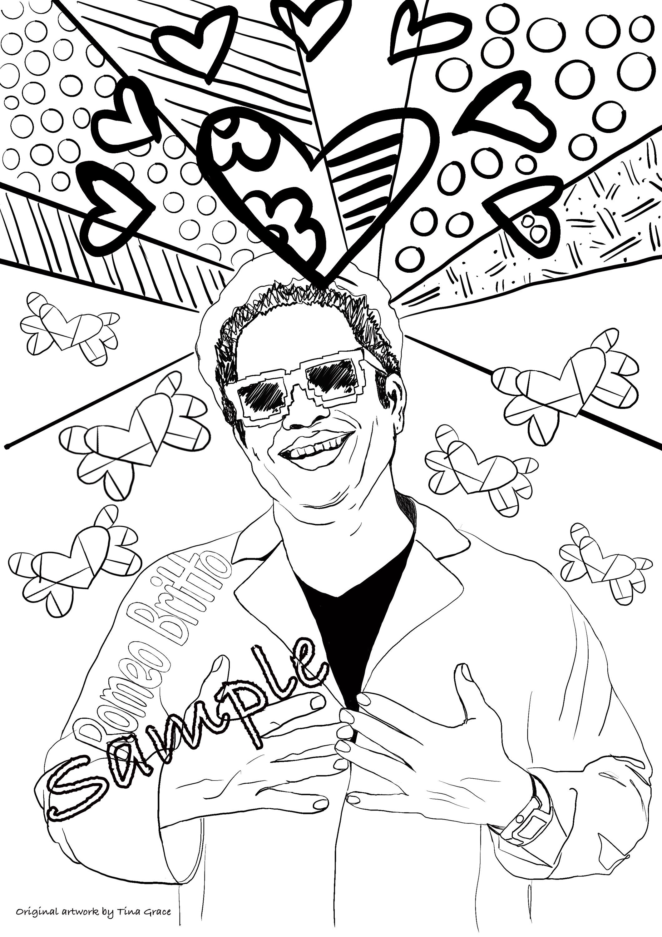 Artist Romero Britto Colouring Page Portrait/ Colouring Page/ Artists ...