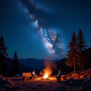 Starry Night Campfire Digital AI Print - Etsy