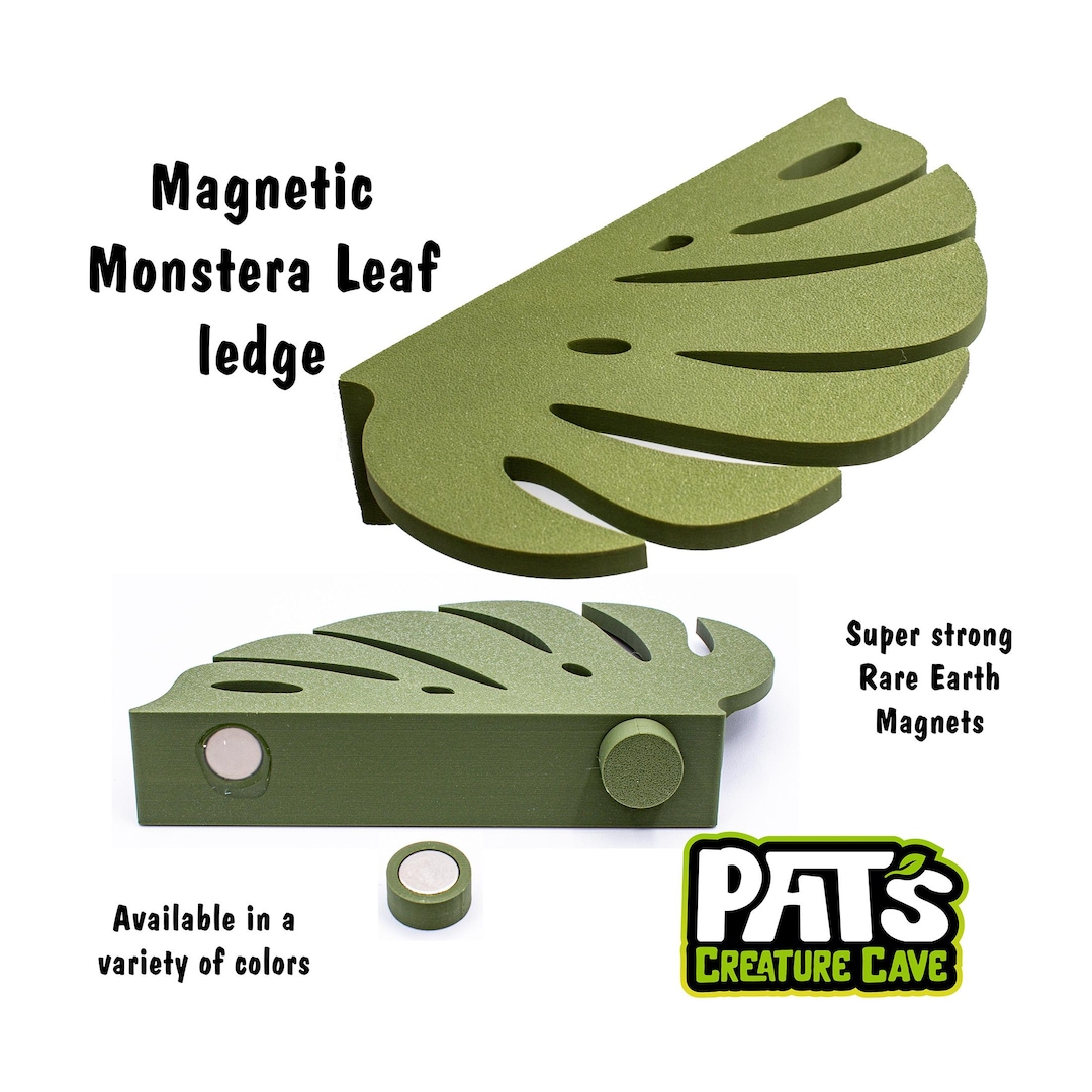 Large Magnetic Monstera Leaf Shelf Gecko Ledge - Reptile Tank Ledge ...