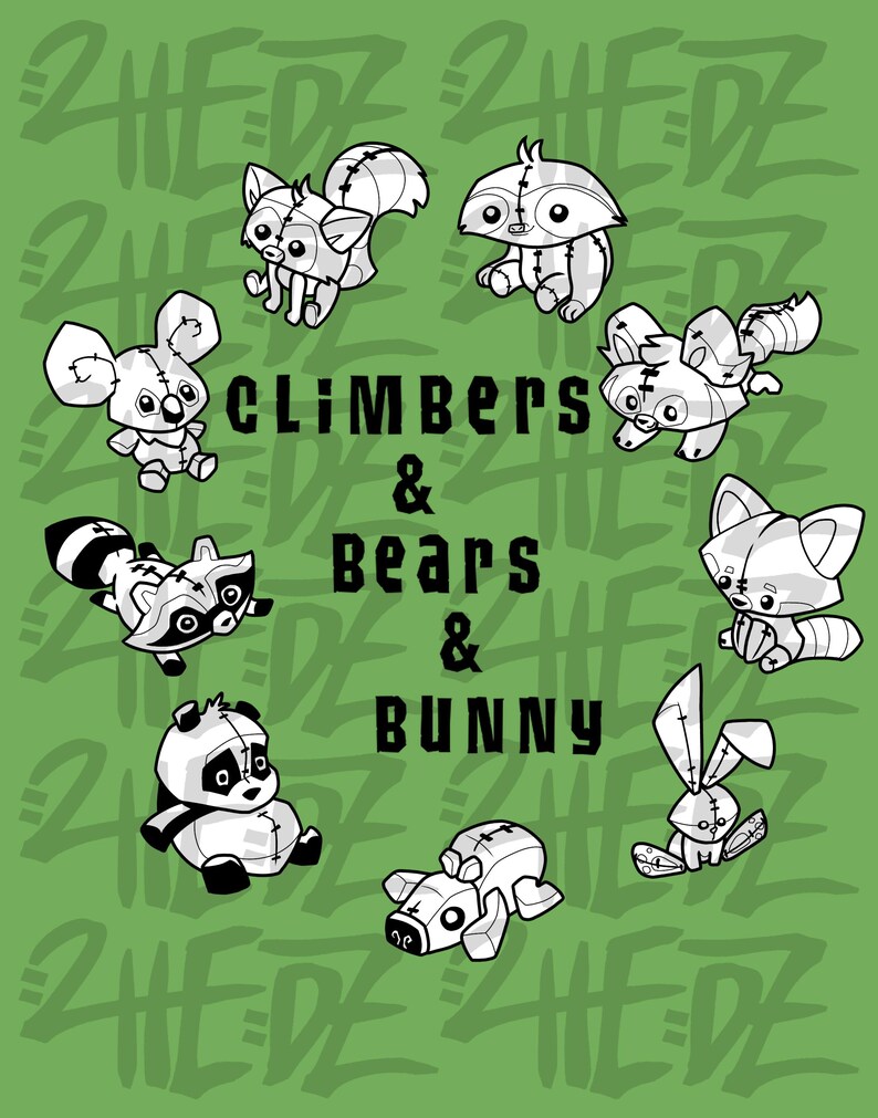 Animal Jam Style Plushie Tattoo Flash Coloring Sheets ALL - Etsy