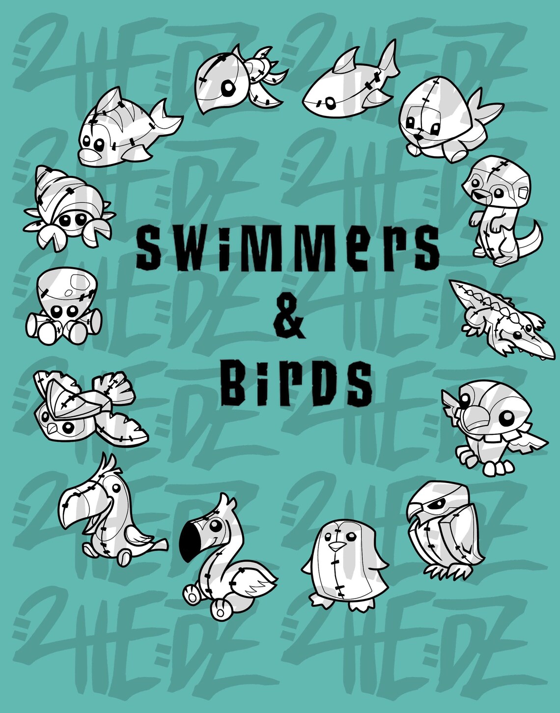 Animal Jam Style Plushie Tattoo Flash Coloring Sheets ALL - Etsy
