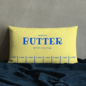 Butter Pillow 12" X 20" Premium Pillow With Cover and Zipper - Foodie ...