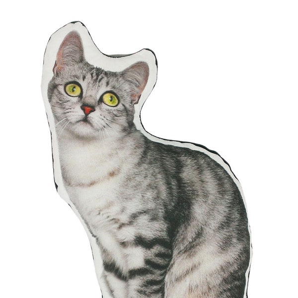 Grey Tabby Cat Pillow - Etsy