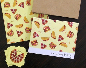 Personalized Burger Note Card Stationery Set, Burger Birthday Thank You ...