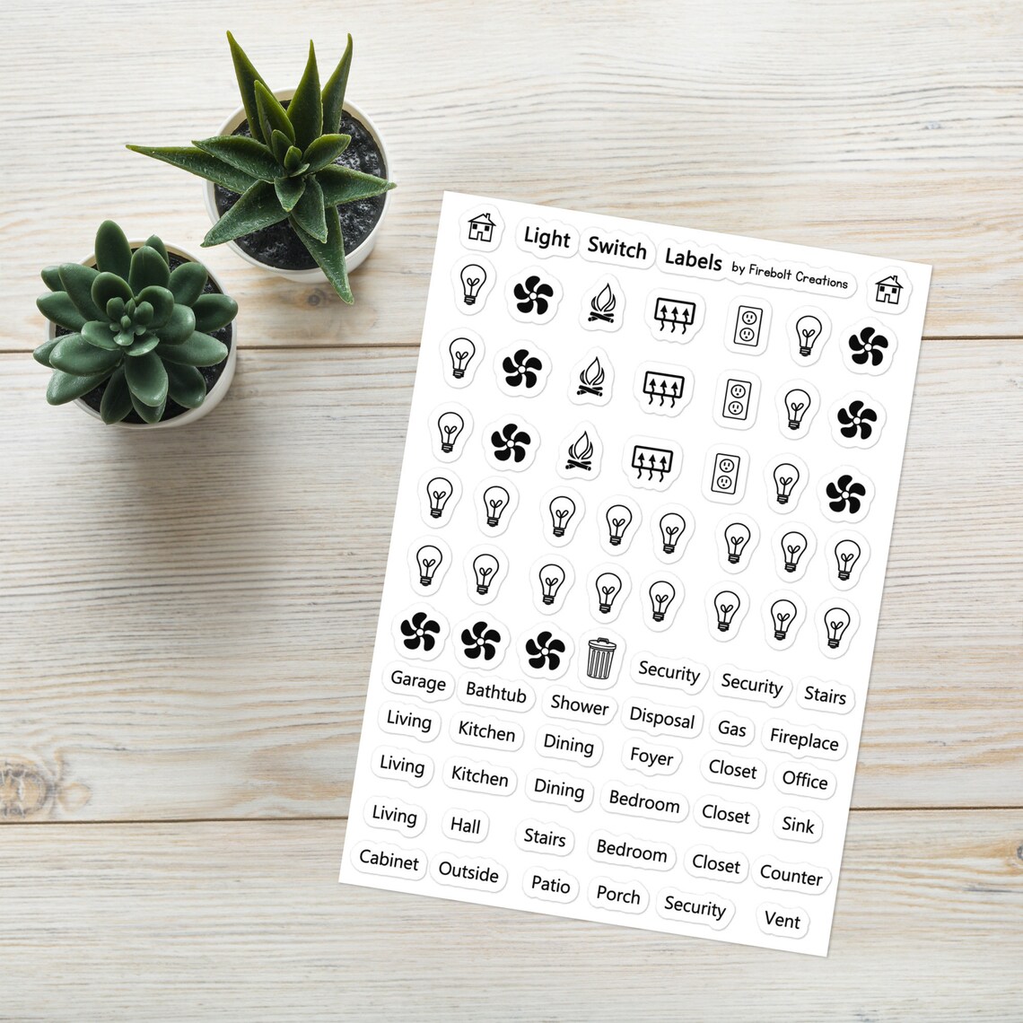 Light Switch Labels Print Font, Switch Plate Stickers, USA ...