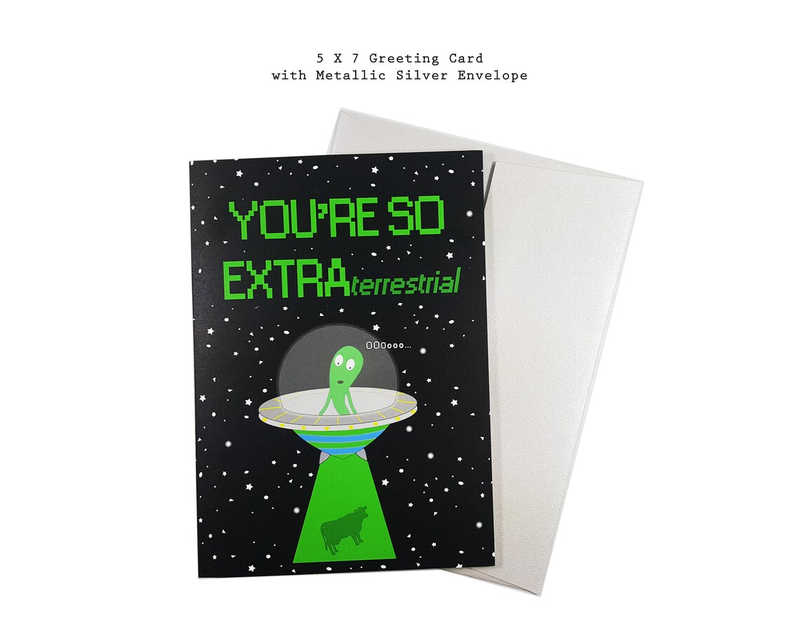 Alien Greeting Card Galaxy Funny Birthday Card Outerspace - Etsy