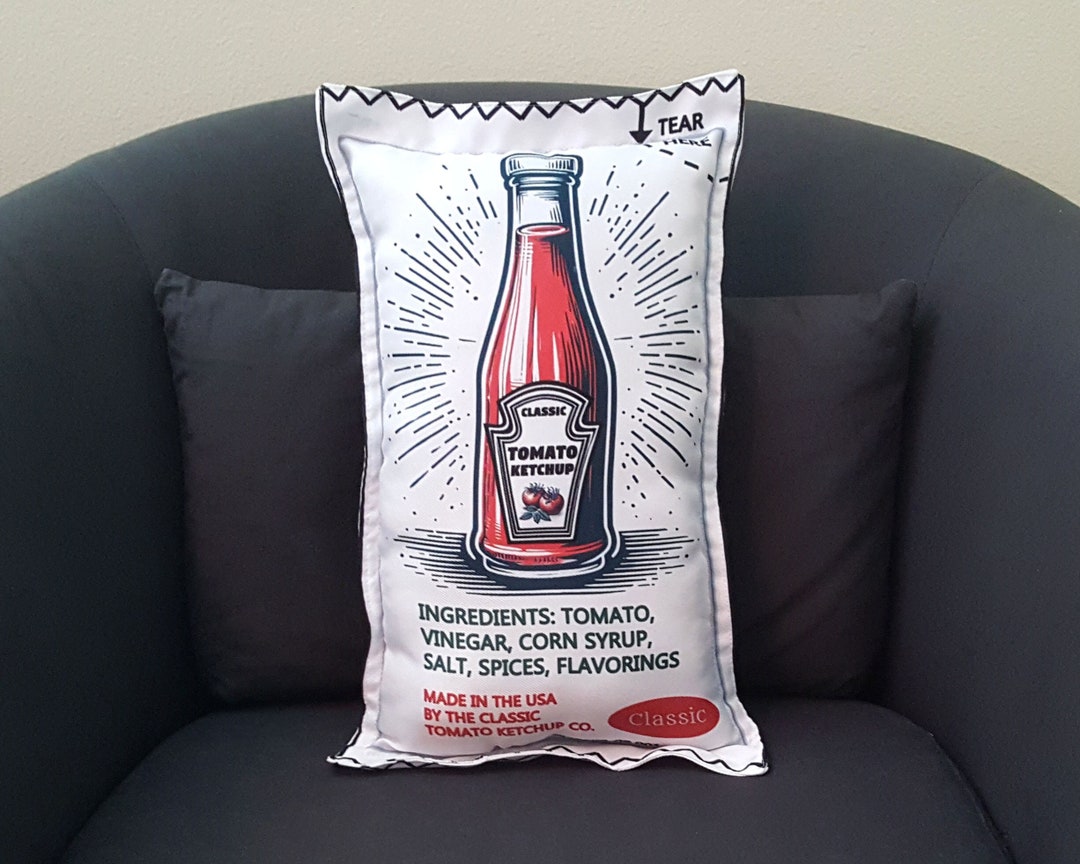Ketchup Pillow, Food Home Decor, Funny Throw Pillow, Kitchen Decor ...