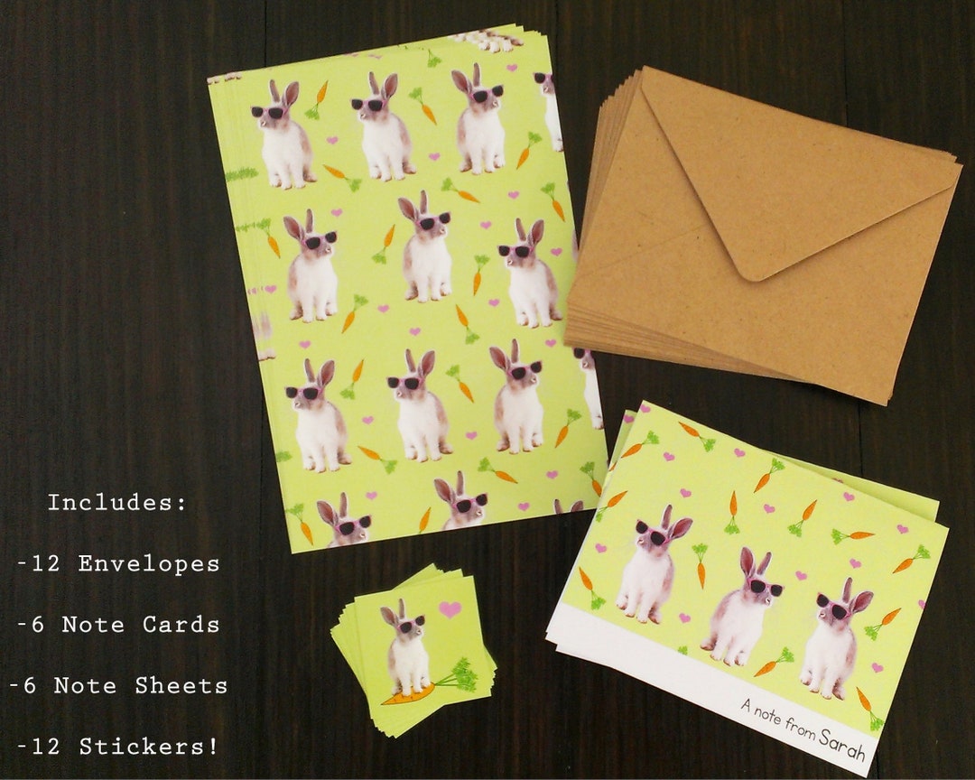 Rabbit Letter Writing Set Easter Gift Kids Stationery Set Woodland ...