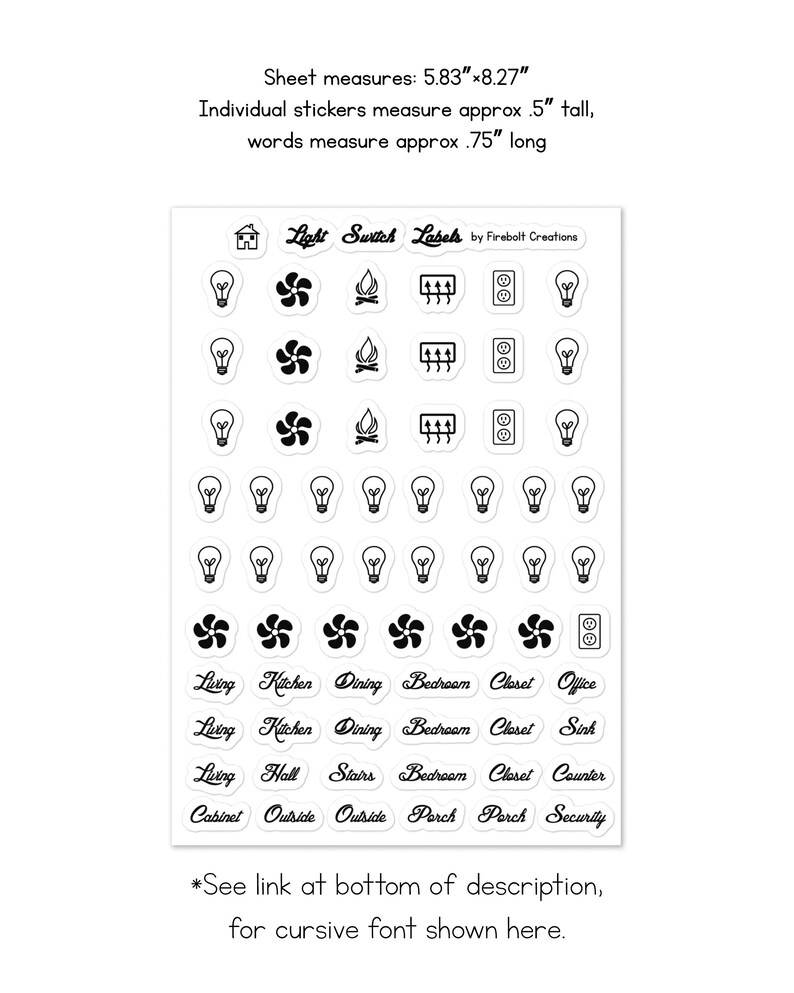 Light Switch Labels Print Font Switch Plate Stickers USA - Etsy